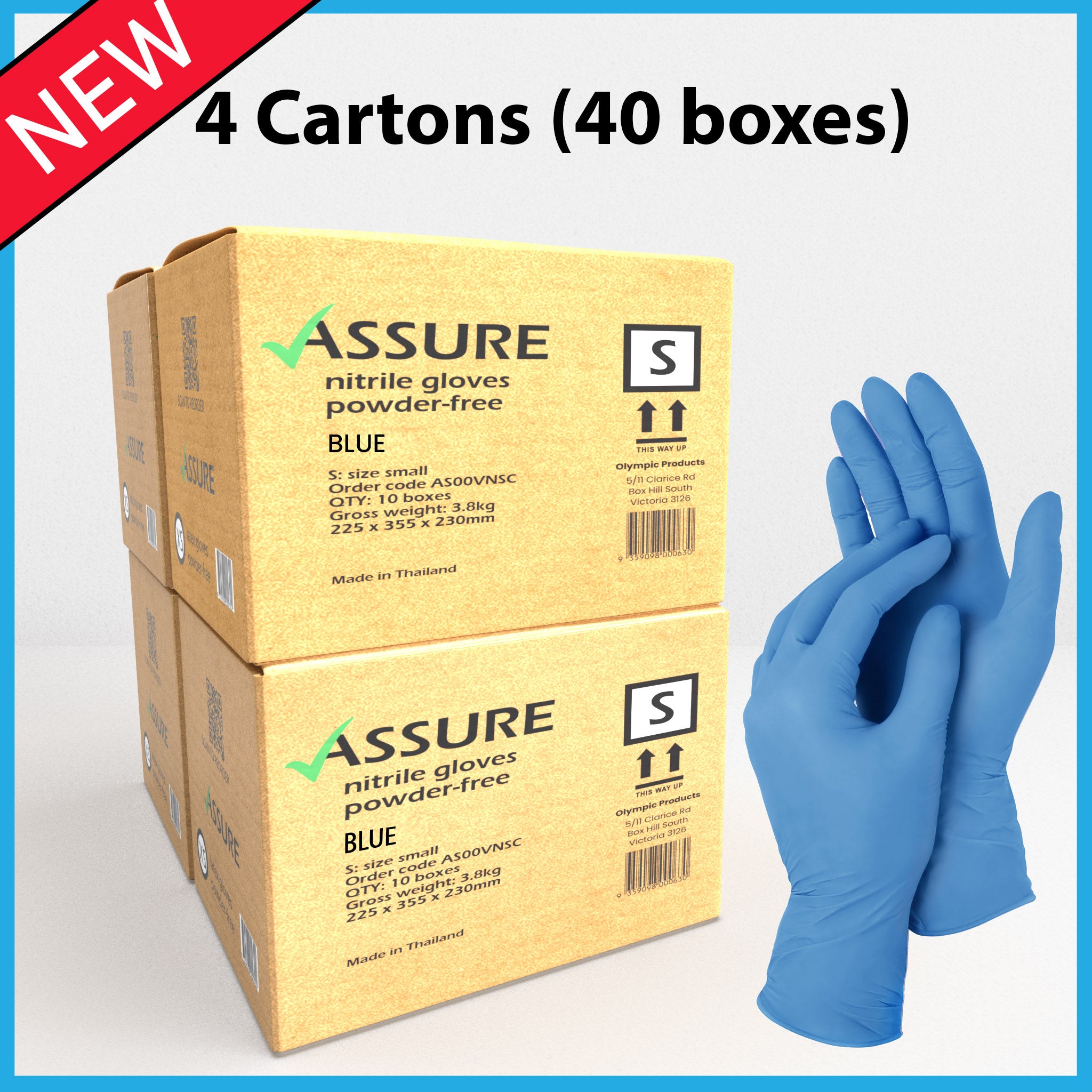 Bulk Saver - ASSURE Blue Nitrile Gloves, 4 cartons @ $6.49 per box ...